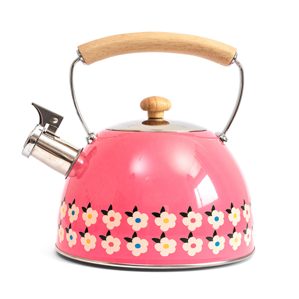 Pink Stainless Steel Whistling Kettle - 2.5L – Enamelhappy