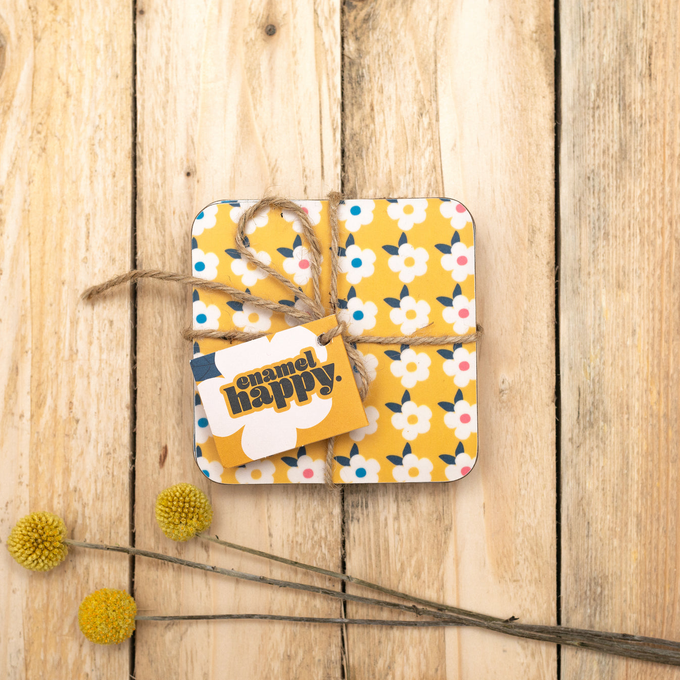 Retro Floral Enamel Coasters Set - Enamelhappy 🌸